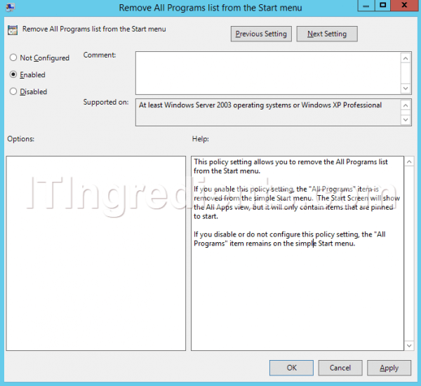 Remove Program from Start Menu using Group Policy