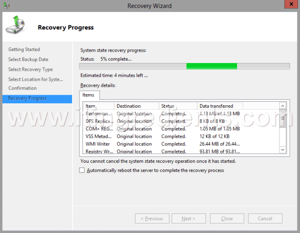 Non-Authoritative Restore of System State Backup in Windows Server 2012 R2