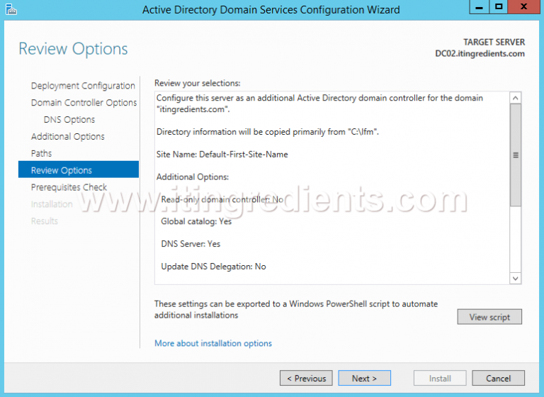 How to Promote Domain Controller using IFM in Server2012
