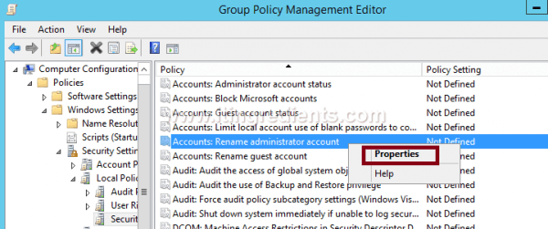 How to rename Administrator account using GPO in Windows Server 2012 R2