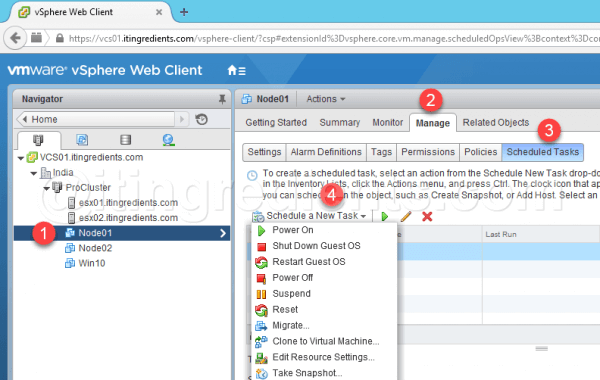 VMware Scheduled Task to Power-Off and Power-On Virtual Machine