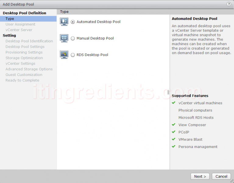 How to Create Desktop Pool in VMware View - Step 5