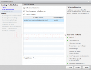 How to Create Desktop Pool in VMware View - Step 5