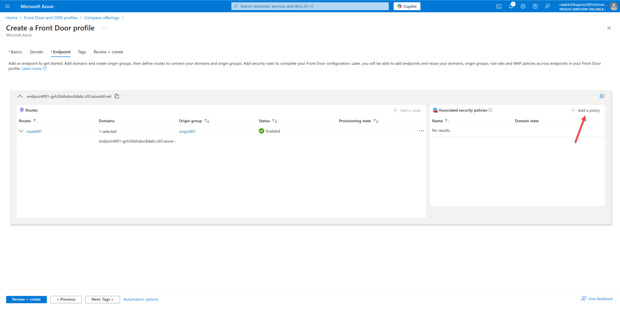 step by step approach to configure Azure Front Door